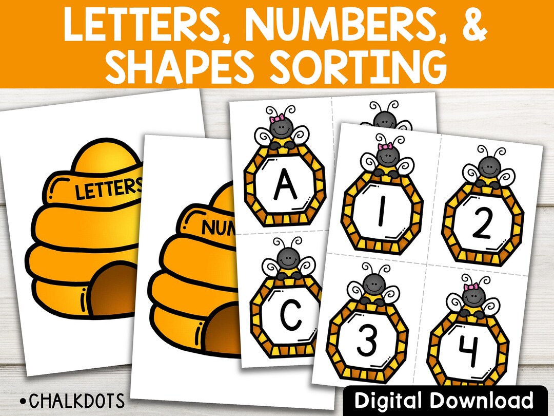 Letters Numbers and Shapes Sort Sorting Activity Letter - Etsy