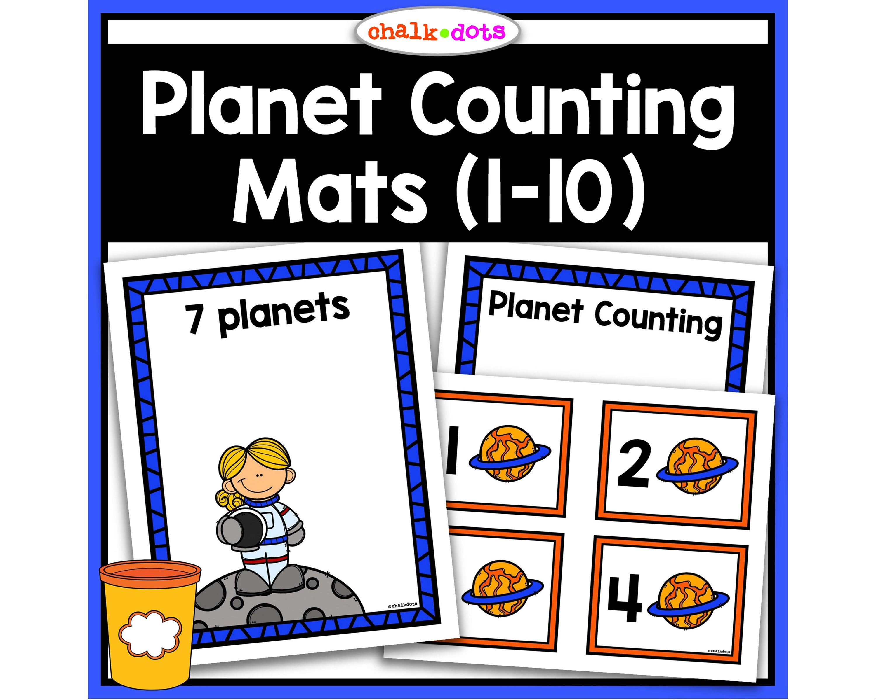 Planet Counting Mats, Number Mats, Play Dough Mats, Numbers 1-10 ...