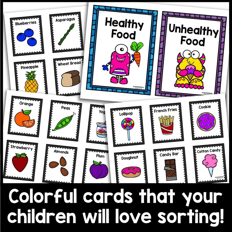 Food Group Sorting, Healthy Vs. Unhealthy Food Sorting, Nutrition ...