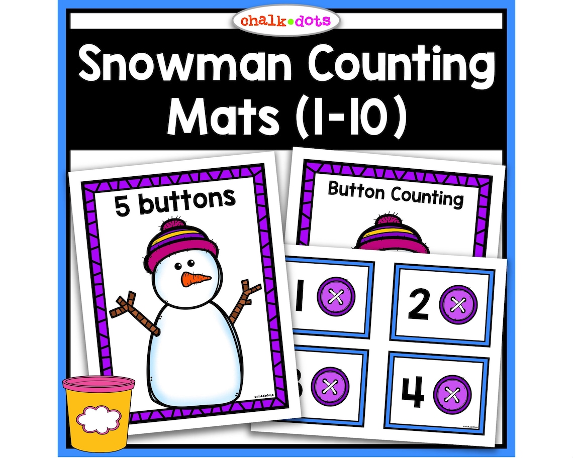 Snowman Counting Mats, Number Mats, Play Dough Mats, Numbers, Counting ...