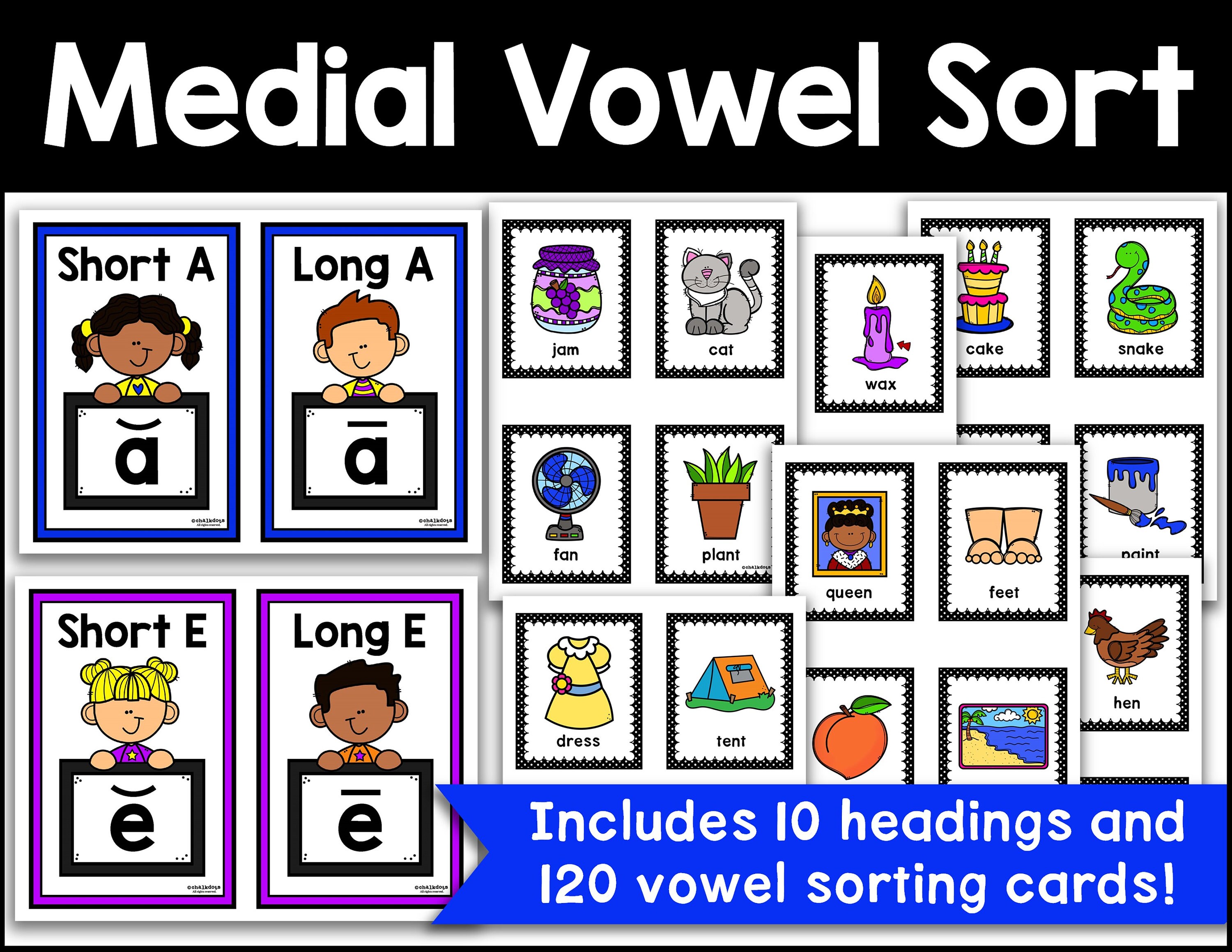 Vowel Sounds, Medial Vowels, Short and Long Vowel Sounds, Phonics ...