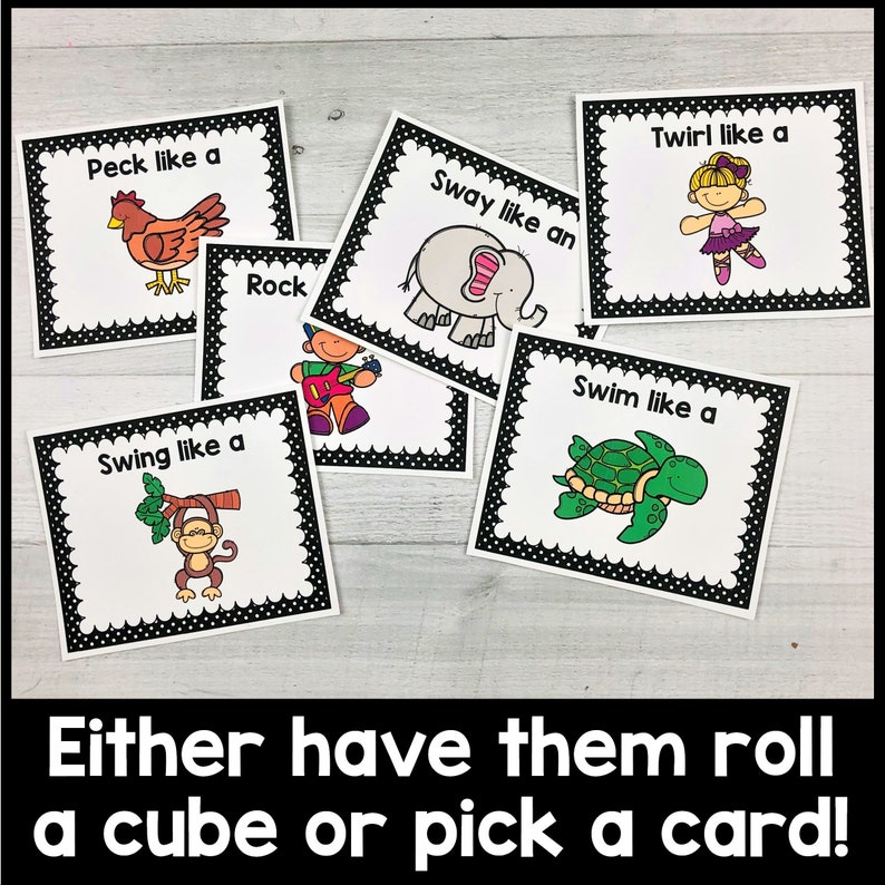 Movement Cards, Movement Cubes, Action Cards, Preschool, Prek ...