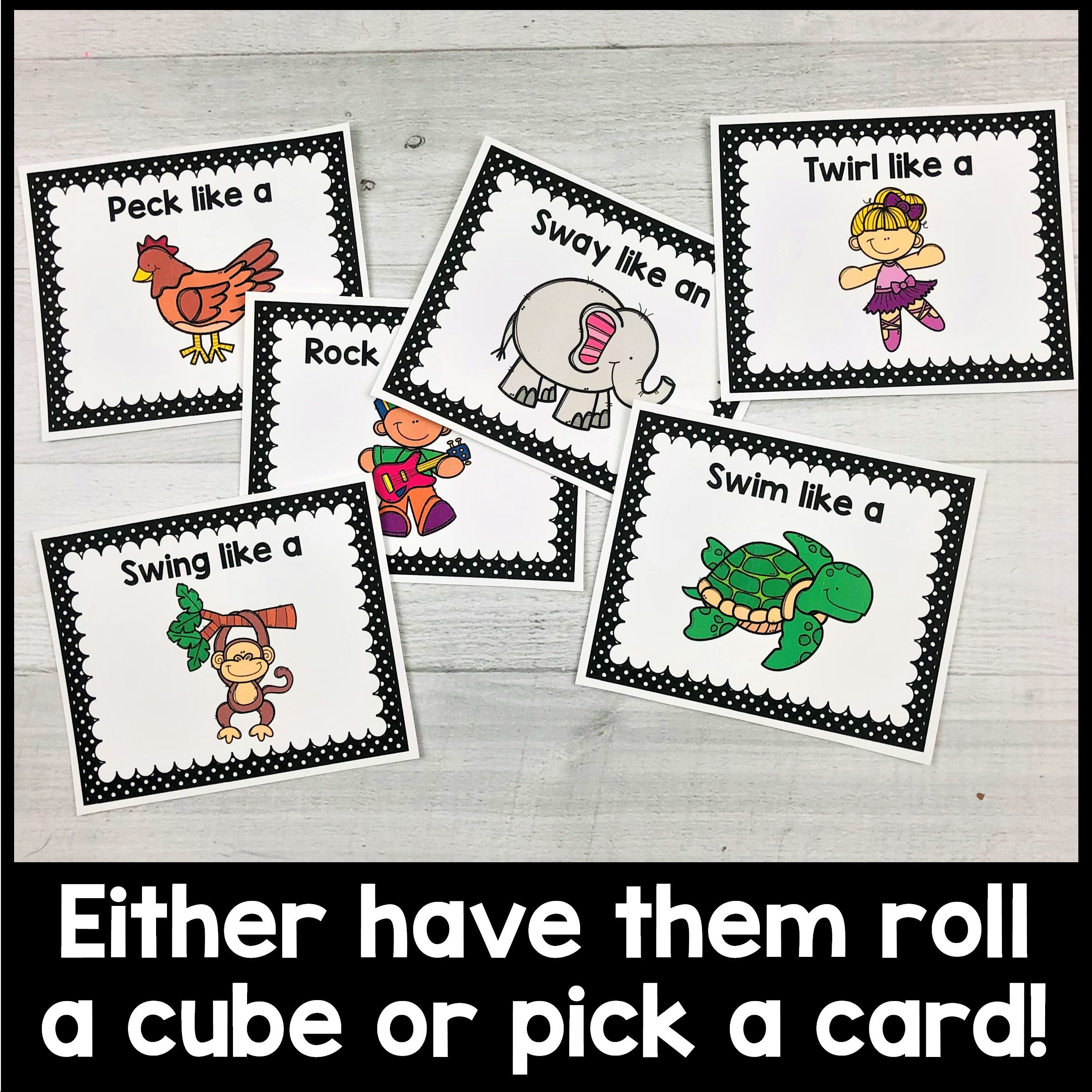 Movement Cards, Movement Cubes, Action Cards, Preschool, Prek ...