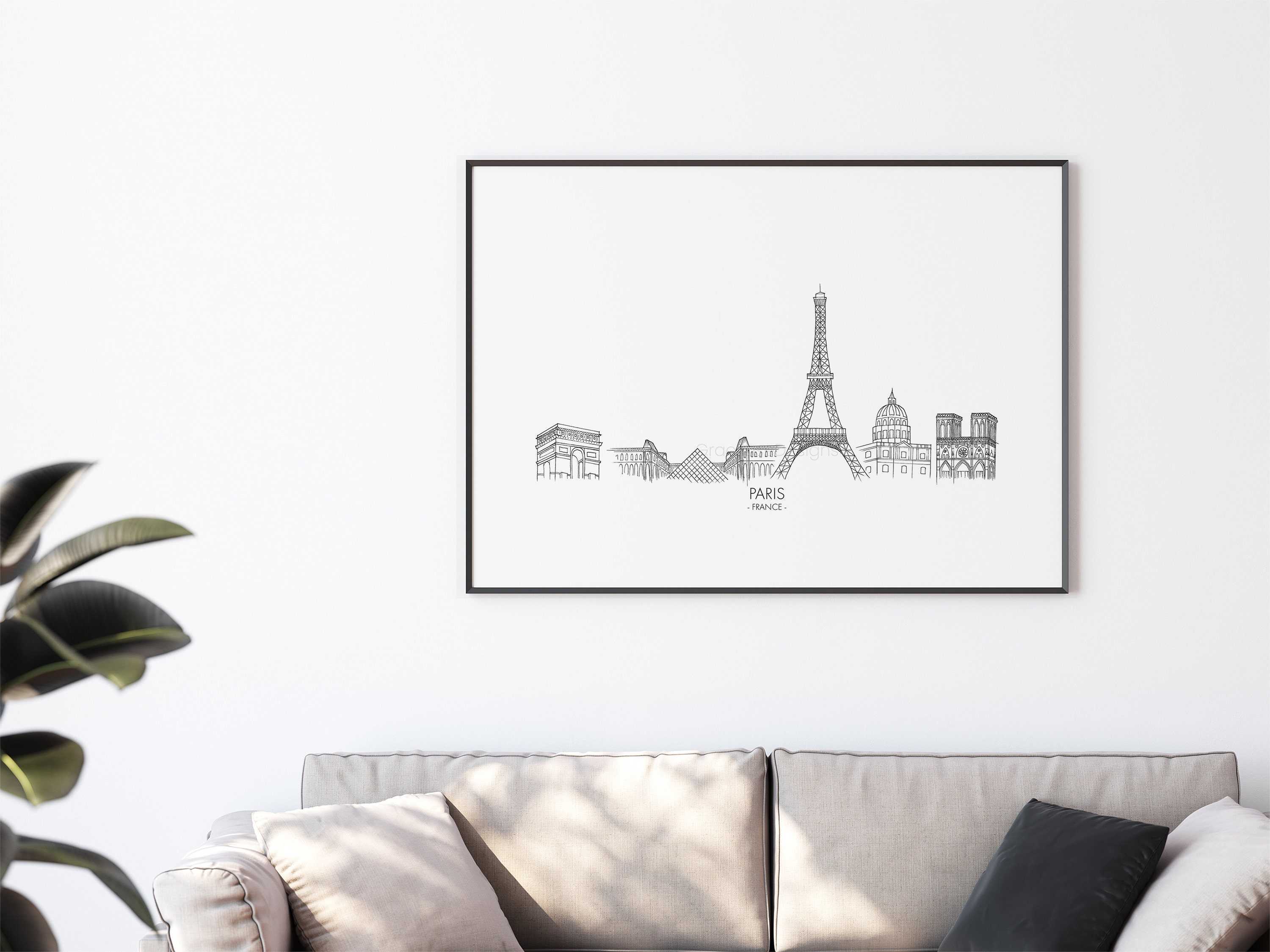 Paris Skyline Print - Paris France Cityscape Art Print - Paris Travel ...