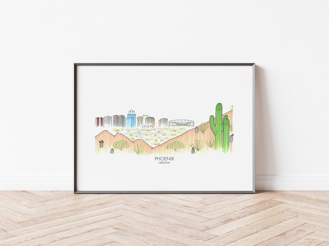 Phoenix Skyline Print - Phoenix Cityscape Art Print - Phoenix Arizona ...