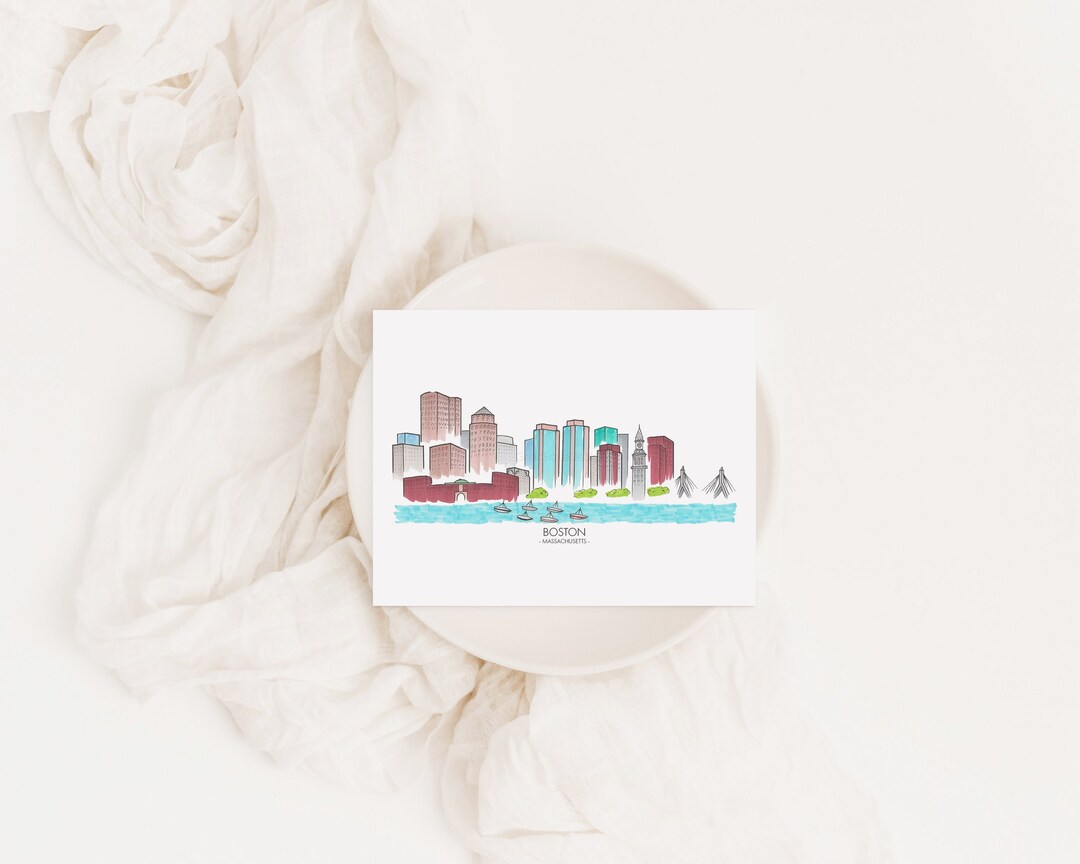 Boston Greeting Card Set With Envelopes - Boston, MA Stationary - Thank ...