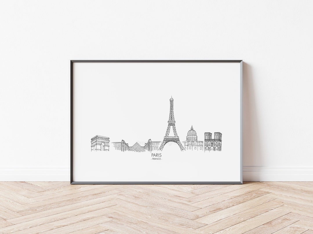 Paris Skyline Print - Paris France Cityscape Art Print - Paris Travel ...