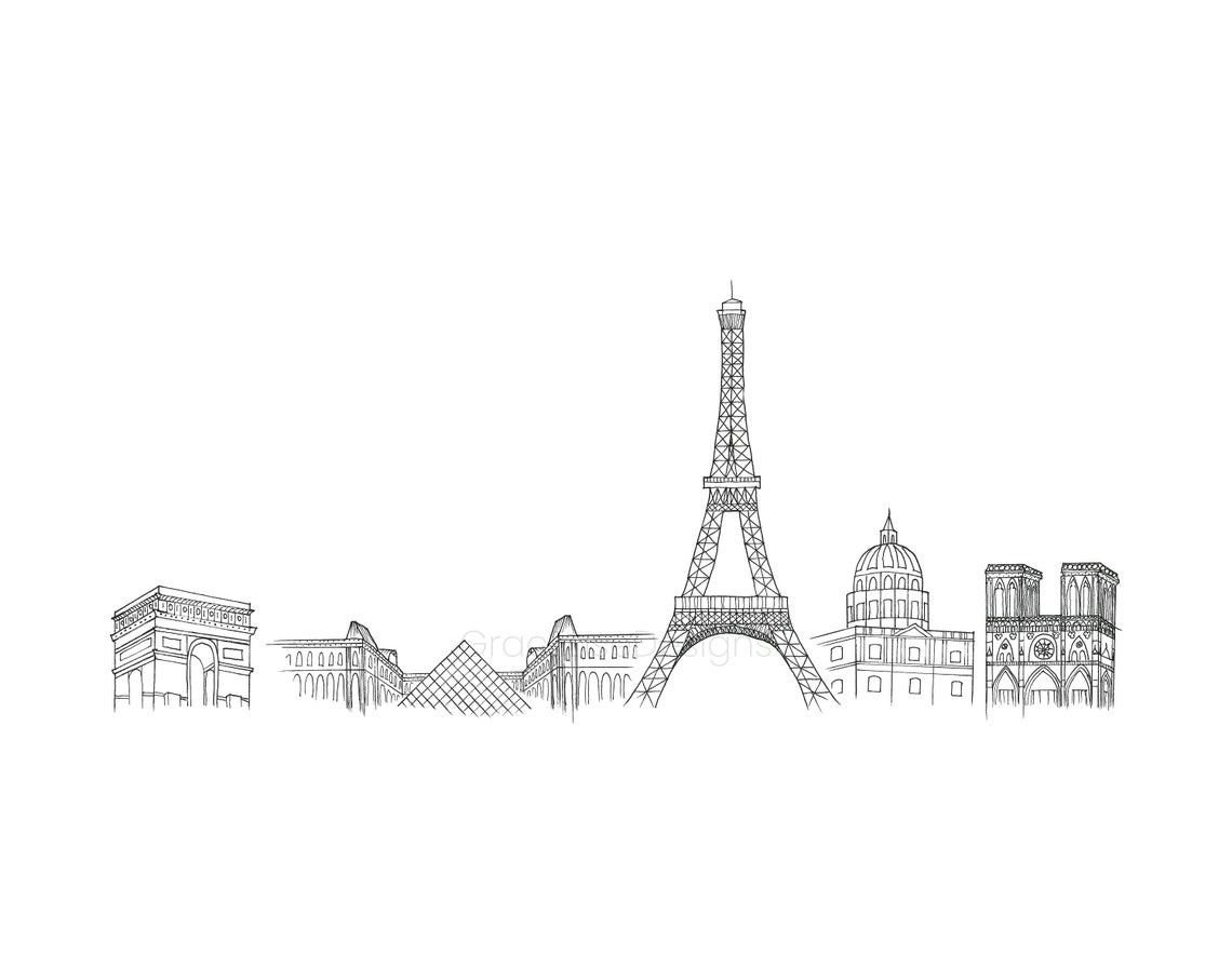 Paris Skyline Print Paris France Cityscape Art Print Paris | Etsy Australia