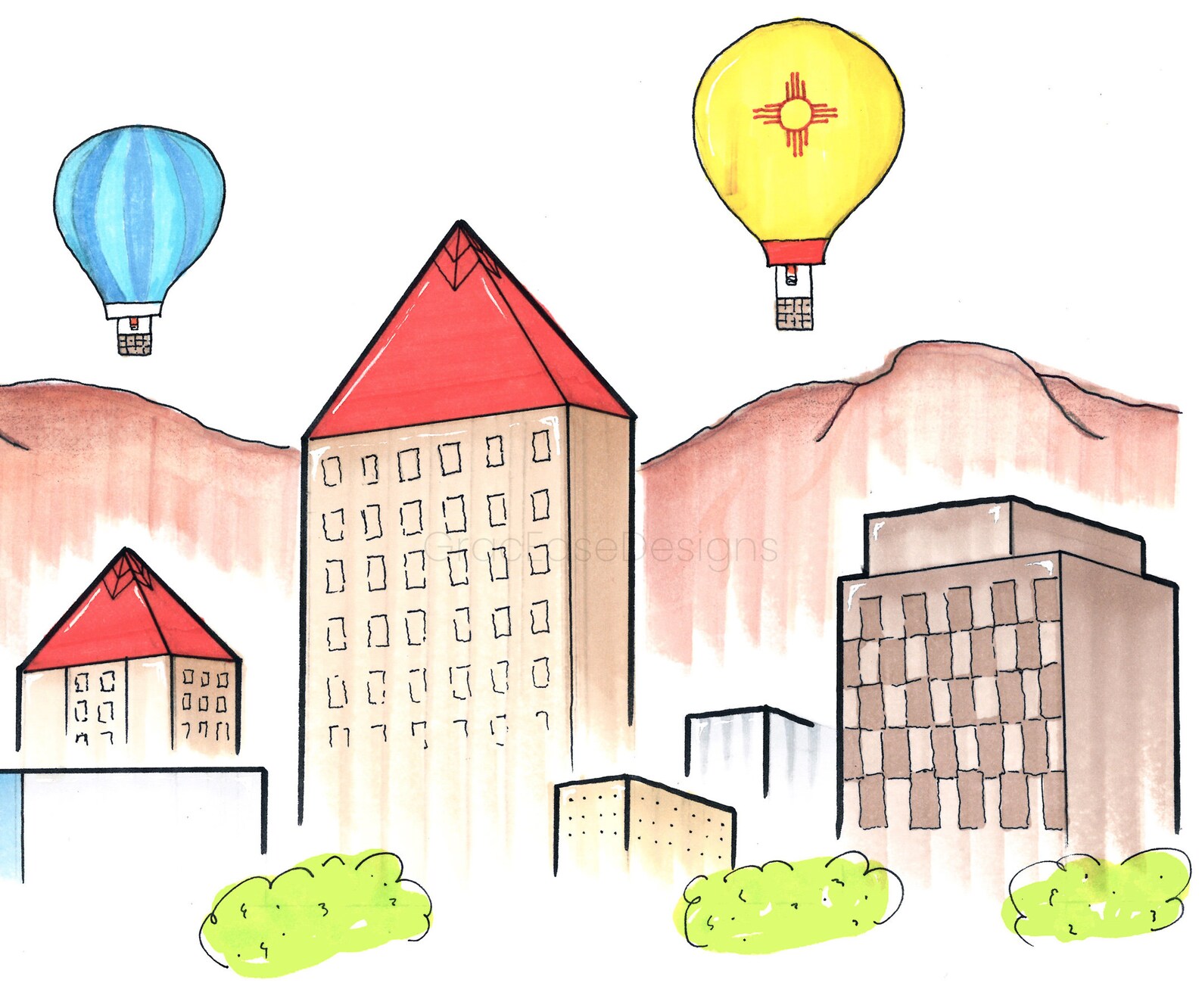 Albuquerque Skyline Print Albuquerque Cityscape Art | Etsy