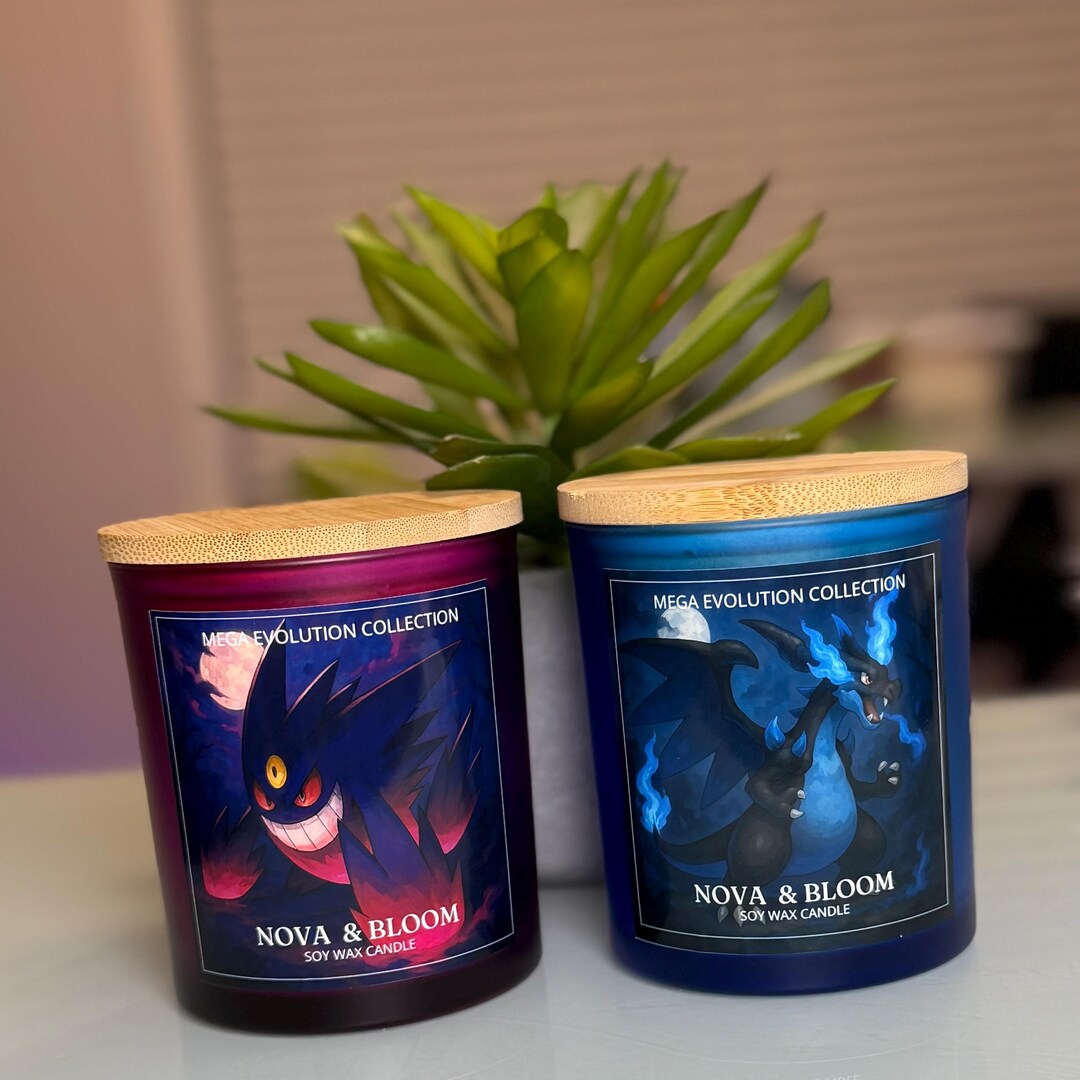 Mega Evolution Collection Soy Candles: Gengar, Charizard Inspired Fan ...