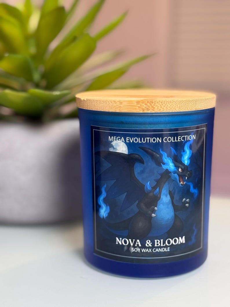 Pokemon Mega Evolution Fandom Inspired Large Candle 14 Oz Charizard ...