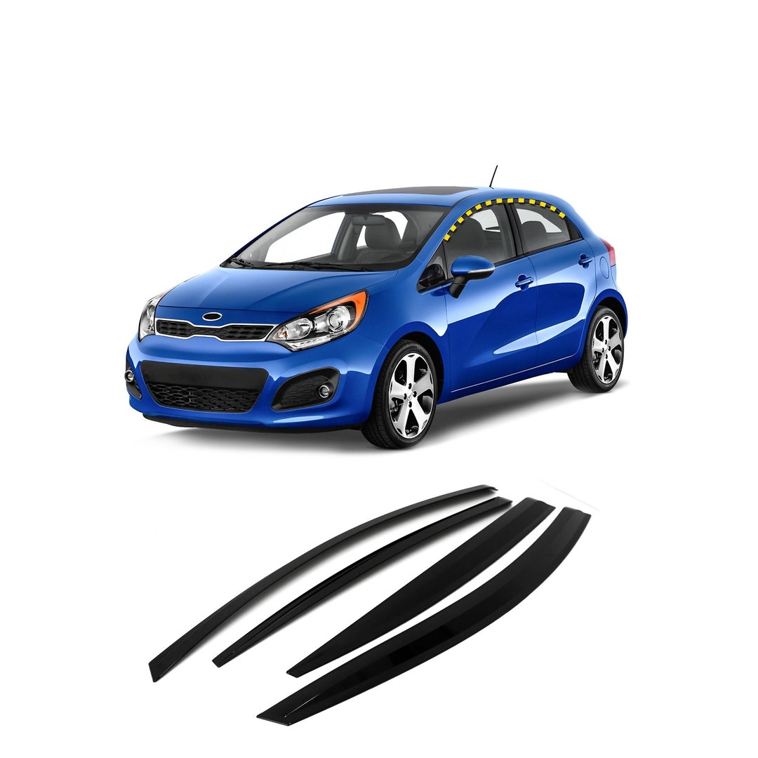 Rain Guards for Kia Rio Hatchback 2012-2017 (4pcs) Smoke Tinted Tape-on ...