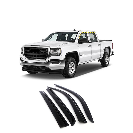 Rain Guards for GMC Sierra 1500 Crew Cab 2014 2018 4pcs Smoke Tinted Tape on Style Etsy