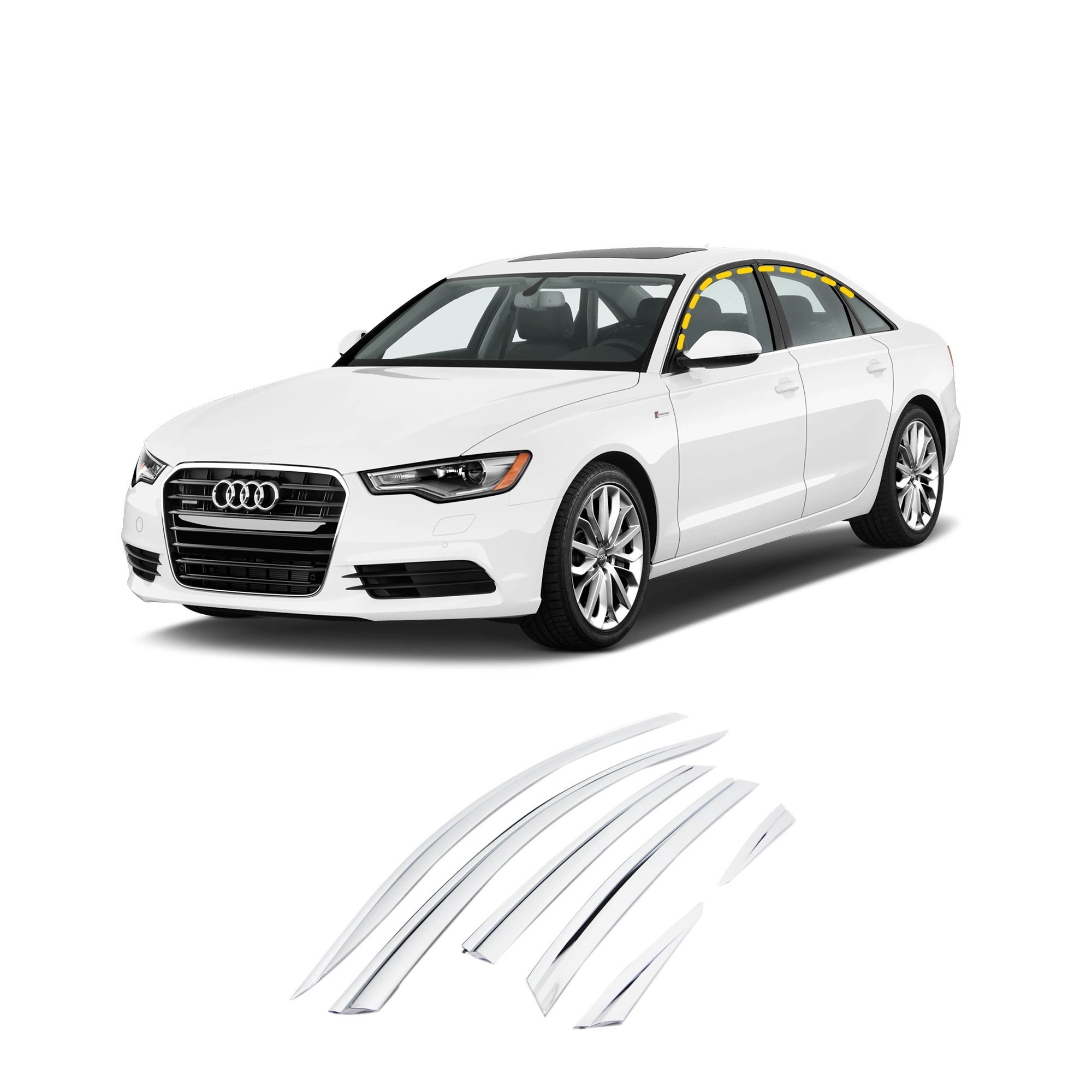 Rain Guards for Audi A6 Sedan 2012 2018 6pcs Chrome Tape on Style Etsy