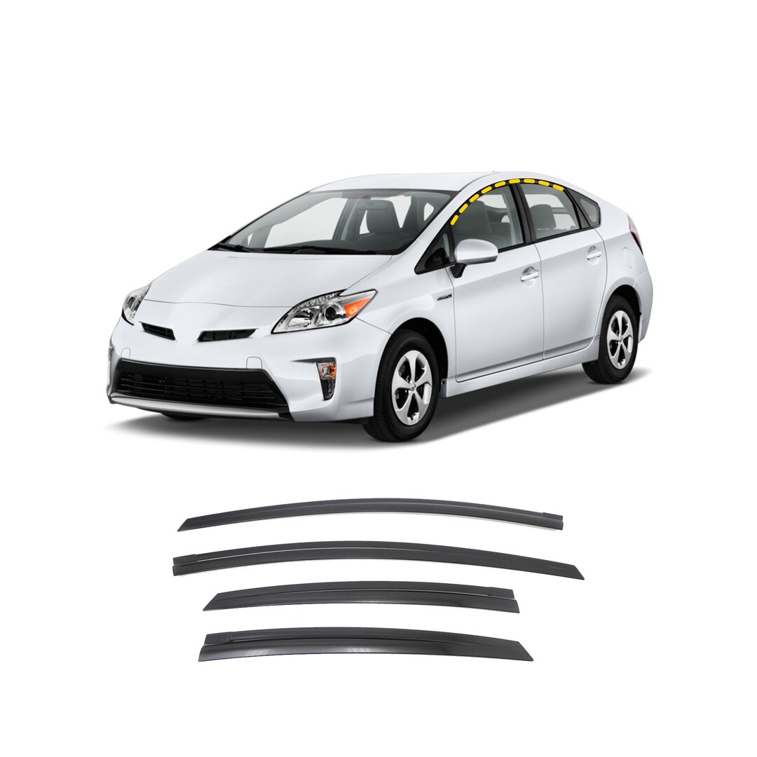 Rain Guards for Toyota Prius 2010-2015 (4pcs) Smoke Tinted Tape-on ...