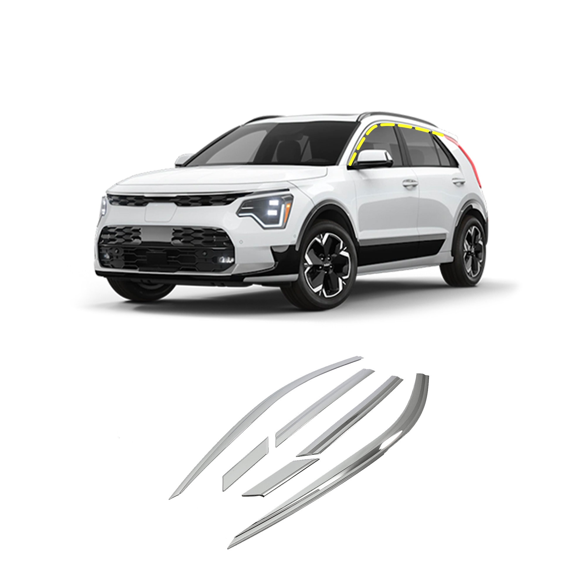 Rain Guards for Kia Niro 2023 2024 6pcs Chrome finish Tape on Style Etsy