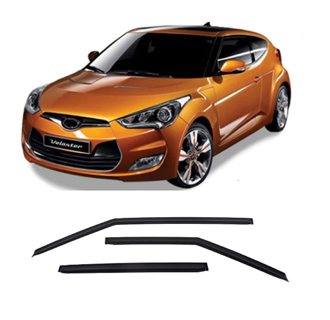 Rain Guards for Hyundai Veloster 2012-2018 (3pcs) Black Tape-on Style ...