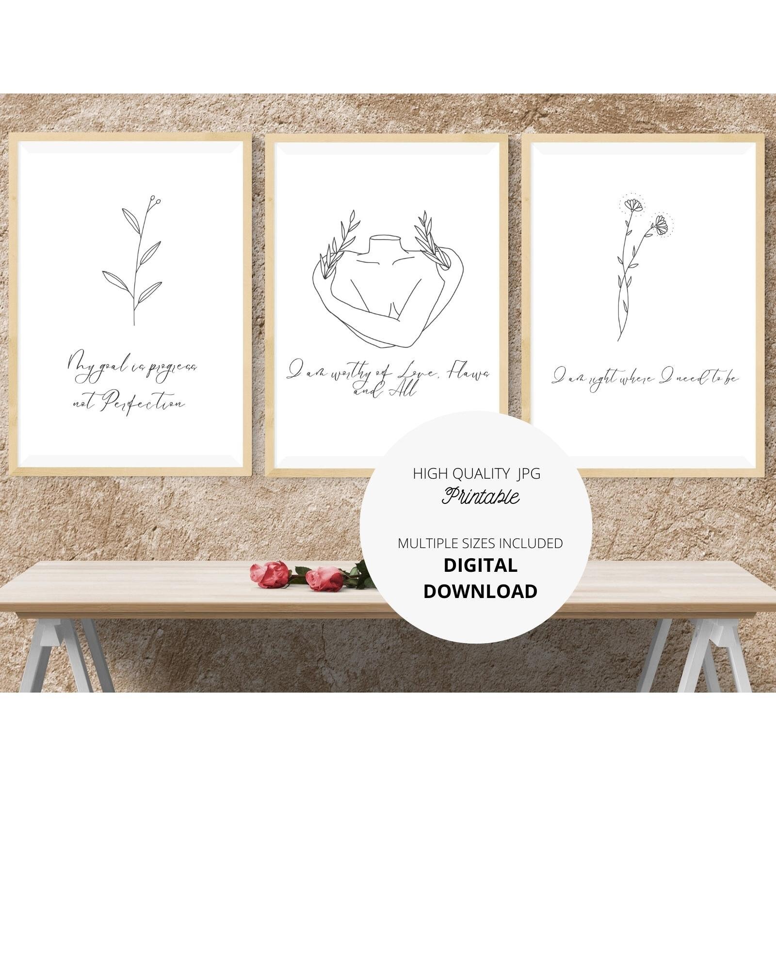 Self Love Affirmation Wall Art BUNDLE |I Am Worthy Wall Art|progress ...