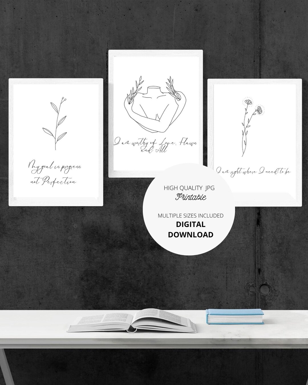 Self Love Affirmation Wall Art BUNDLE |I Am Worthy Wall Art|progress ...