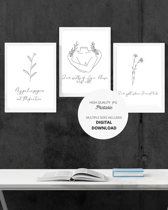 Self Love Affirmation Wall Art BUNDLE I Am Worthy Wall - Etsy