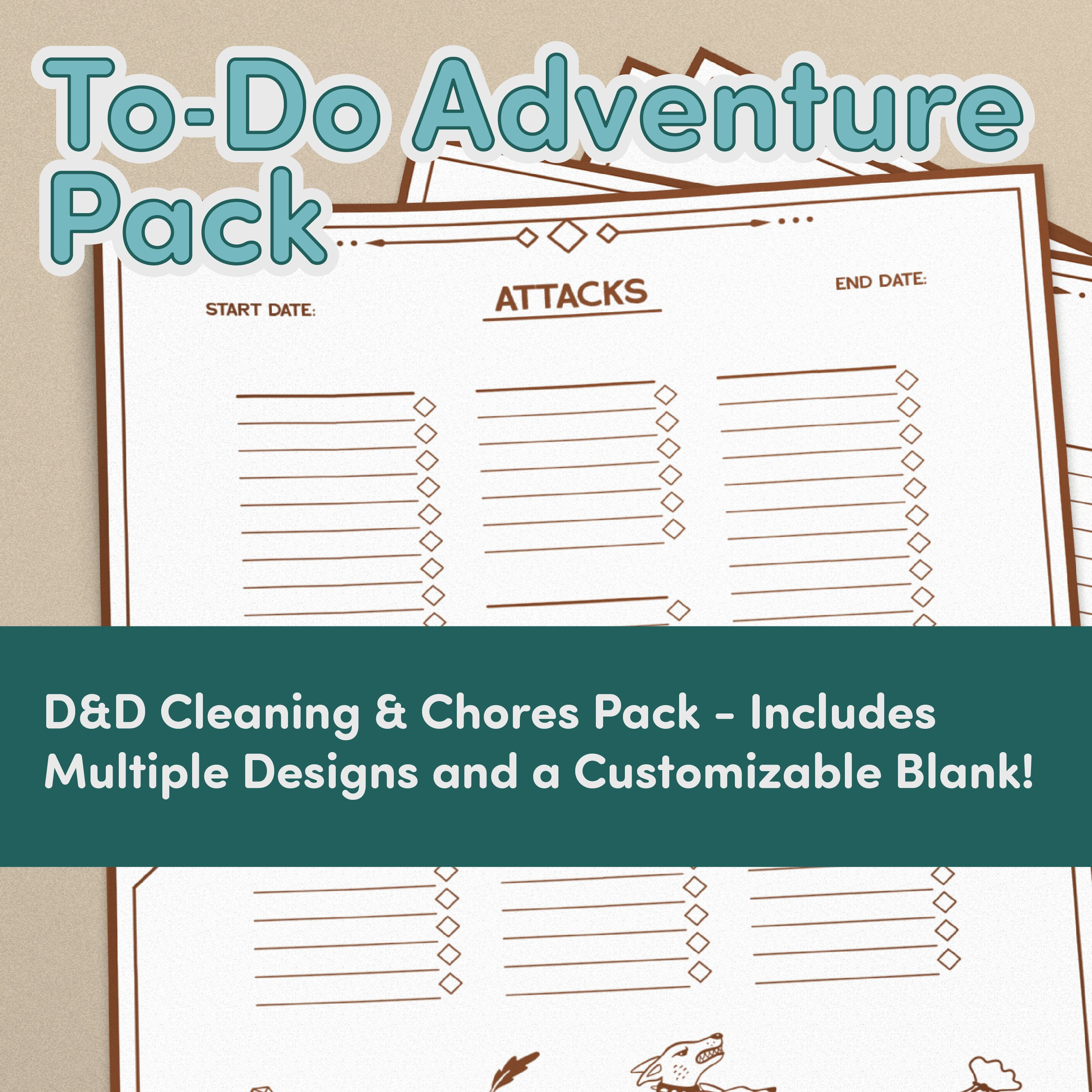 D&D Cleaning and Chores Adventure Pack - Etsy