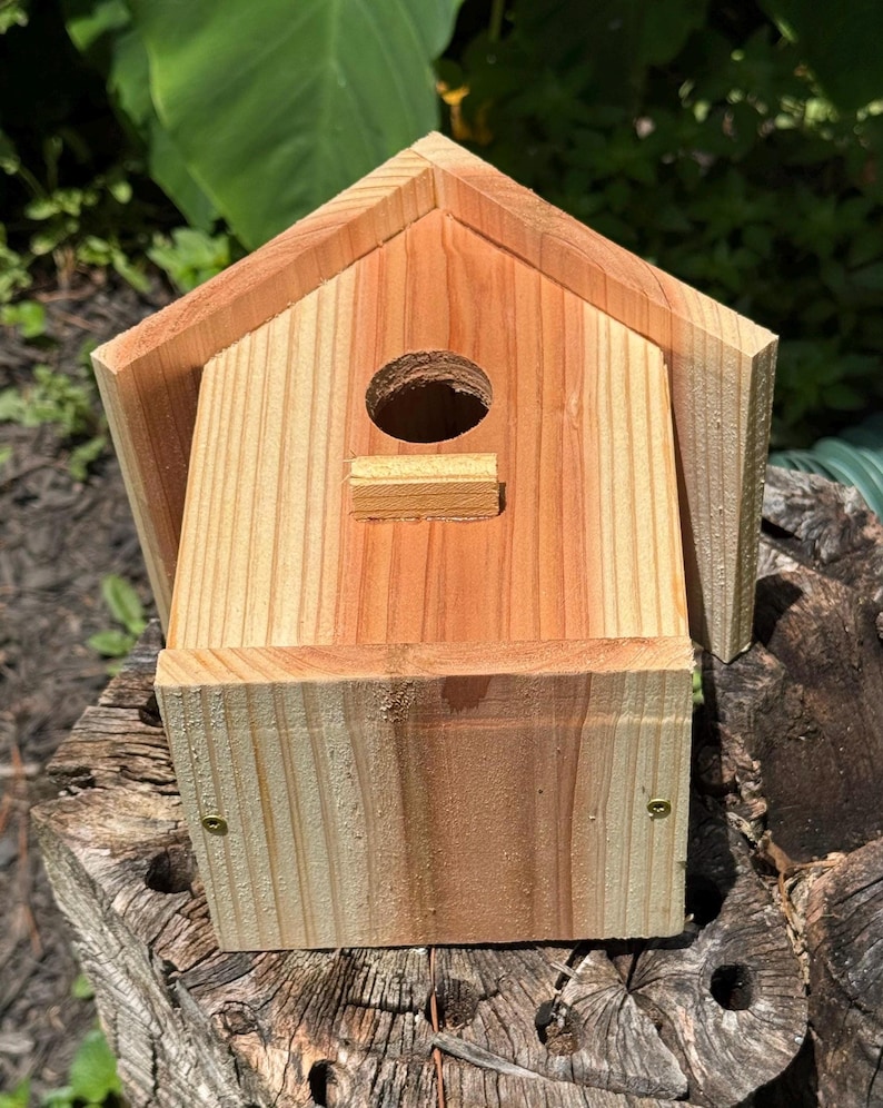 Cedar Bird House: Rustic Garden Decor, Removable Base - Etsy