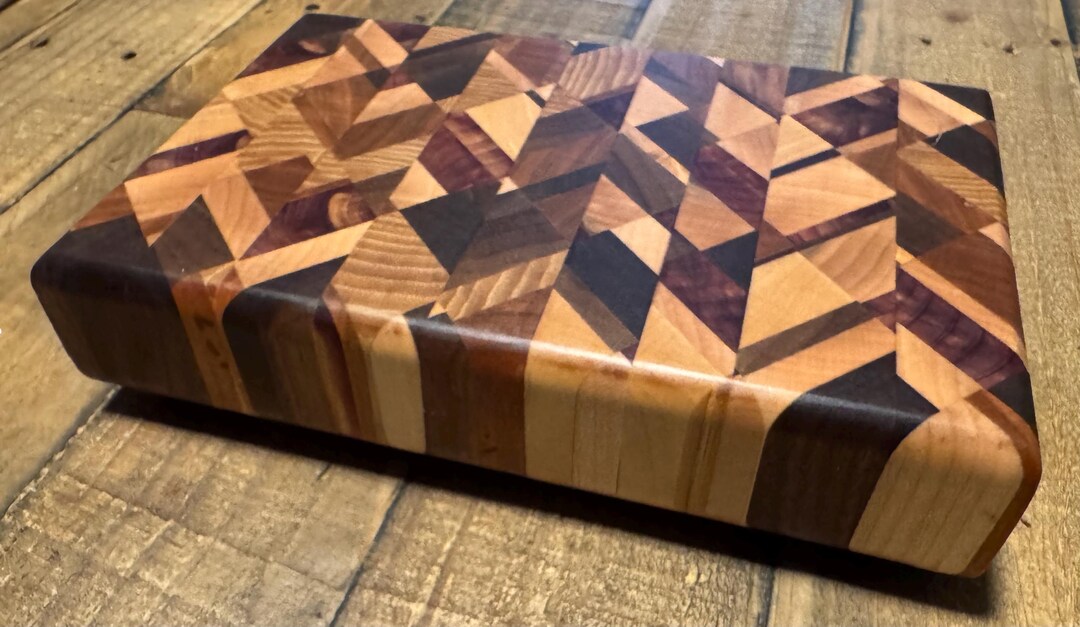 Handcrafted Small End Grain Scrap Wood Cutting Board: Walnut, Cherry ...