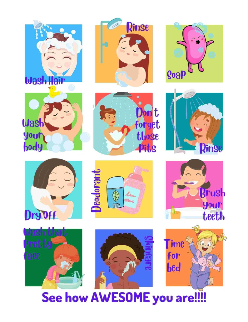 Child Hygiene Routine Chart (female) - Etsy