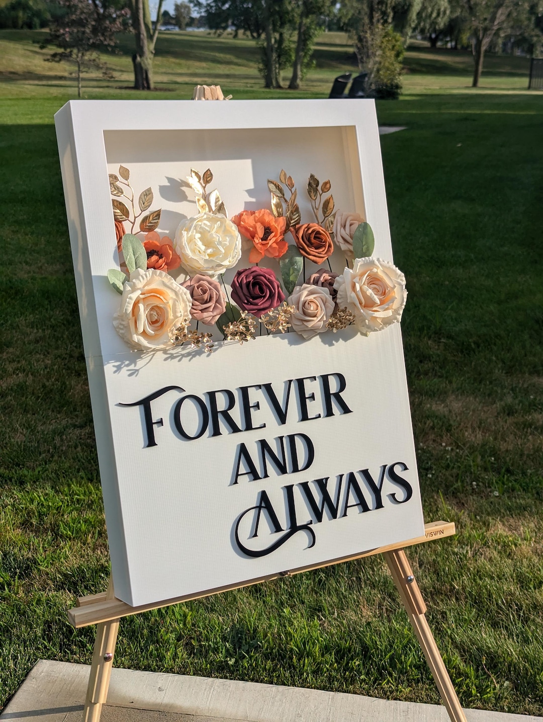 Flower Box Floral Welcome Sign SOLID Plastic Material With Acrylic Wood ...