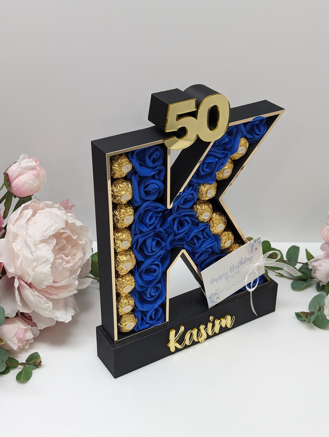 Personalized Initial Letter Gift Box: Ferrero Chocolate & Roses - Etsy