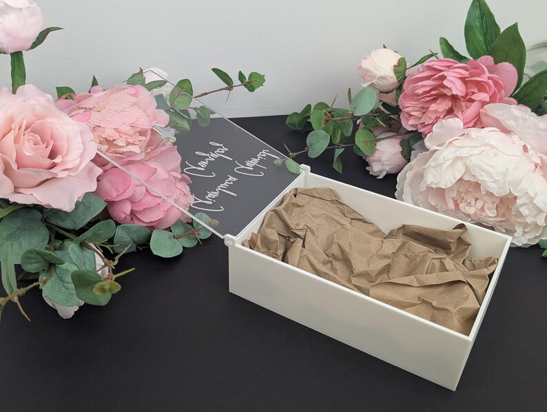 Engraved Acrylic Lid Keepsake Box Plastic Base Gold Mirror Cross ...