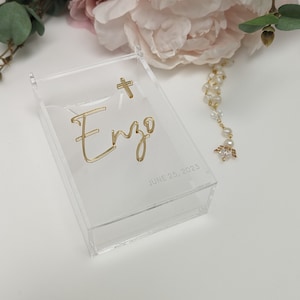 Clear Acrylic Box With Engraved Lid and Gold Mirror Details Keepsake ...
