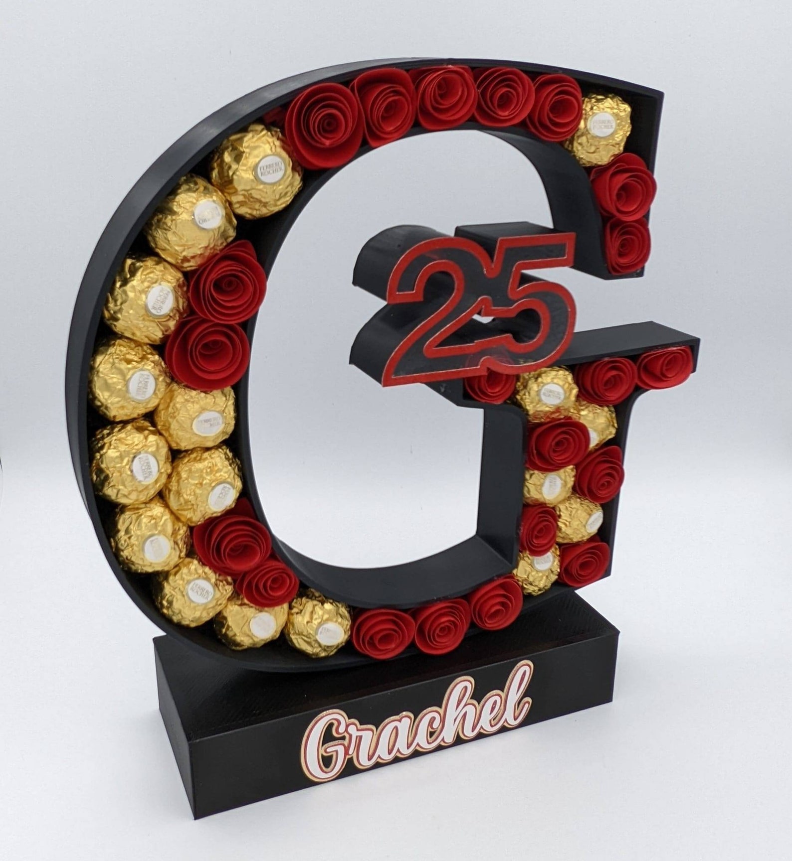 Personalized Initial Letter Gift Box: Ferrero Chocolate & Roses - Etsy