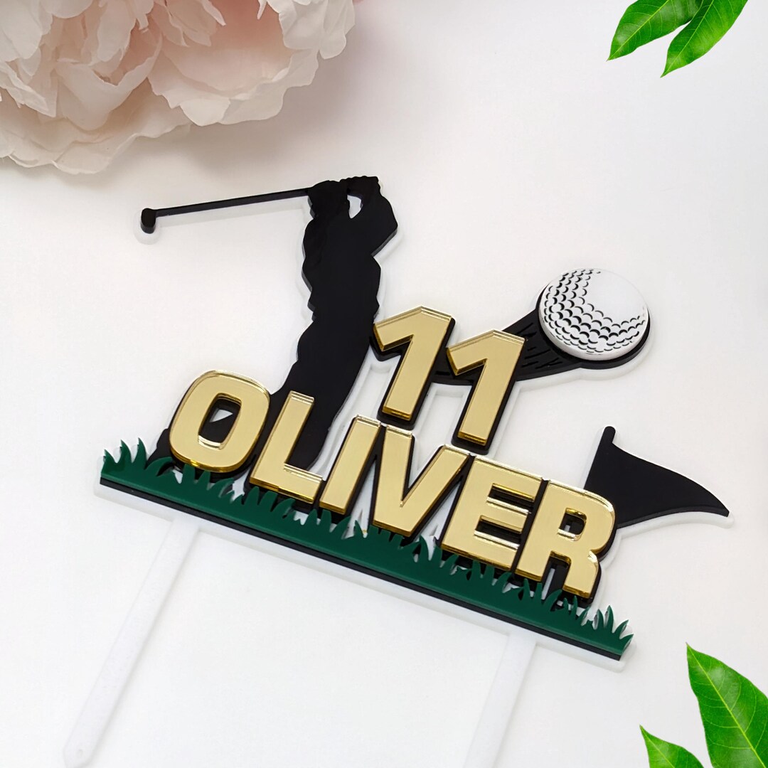 Golf Acrylic Cake Topper With Personalized Name and Age - Etsy