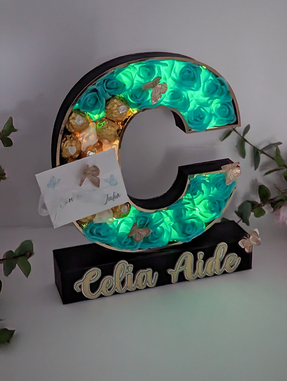 Personalized Initial Letter Gift Box: Ferrero Chocolate & Roses - Etsy