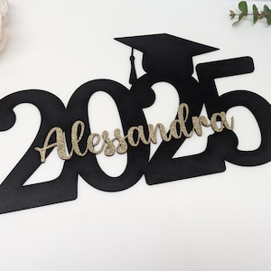 Graduation Name Year Sign Photo Prop and Backdrop Matching Cake Topper ...