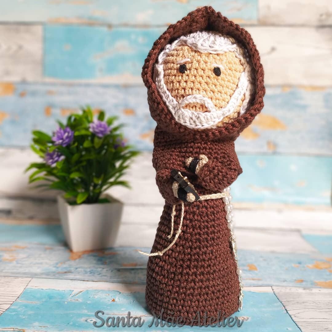 Padre Pio Crochet Doll – Catholic Saint Plush – Amigurumi Monk Figure ...