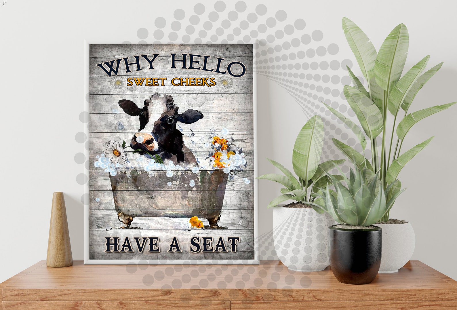 Funny Cow Why Hello Sweet Cheeks Have A Seat Poster Farm | Etsy