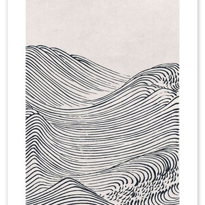 Wave II Poster, Retro Wave Art Print, Waves Wall Art, Ocean Poster ...