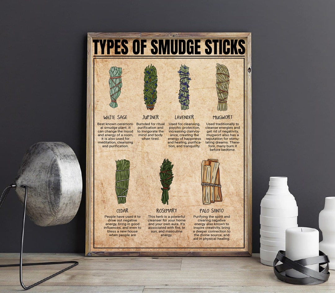 Types of Smudge Sticks Poster, Witch Poster, Witchcraft Poster, Witch ...