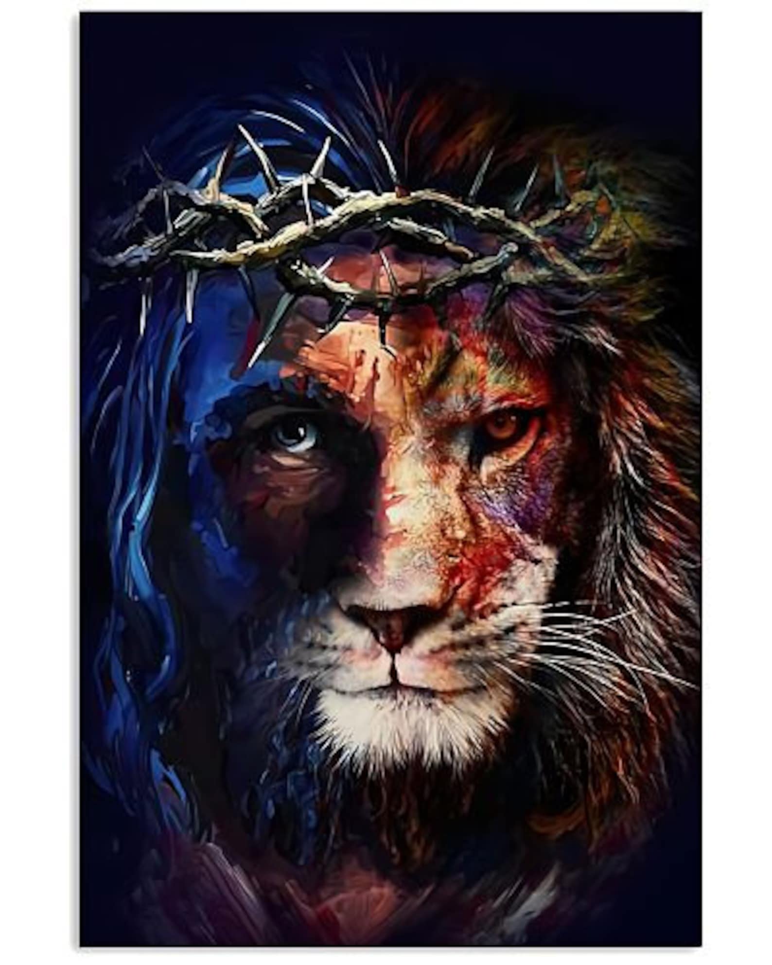 Lion Jesus Christian Colorful Father's day Mother's | Etsy