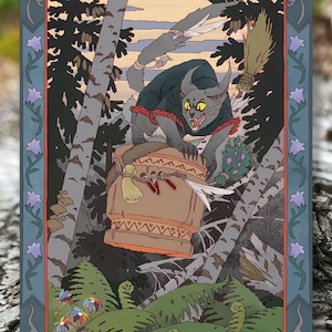 Baba Yaga's Cat A5 Art Print, Traditional Slavic and Russian ...