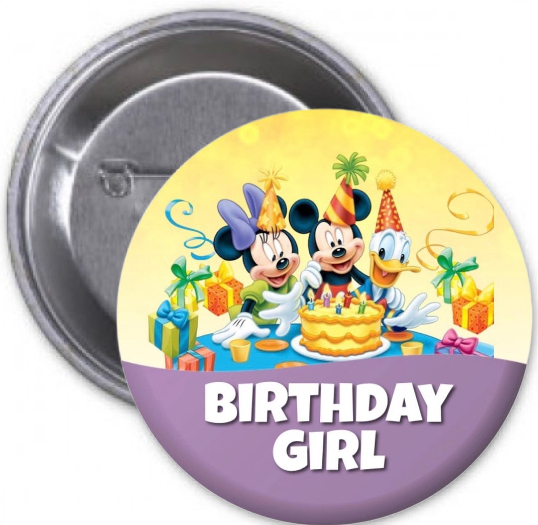 Botón de niña de cumpleaños de Mickey Minnie - Etsy España