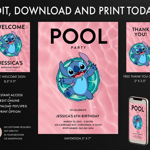 Stitch Themed Pool Party - Etsy