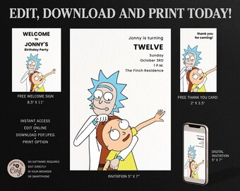 Rick and Morty Party Invitation - Etsy