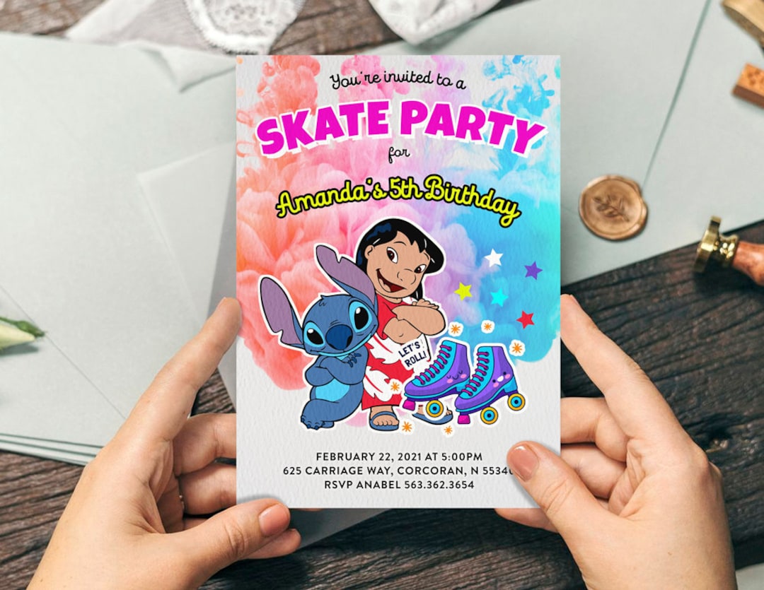 Stitch Roller Skating Birthday Invitation Stitch Roller - Etsy