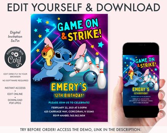 Stitch Birthday Invitation Instant Download - Etsy