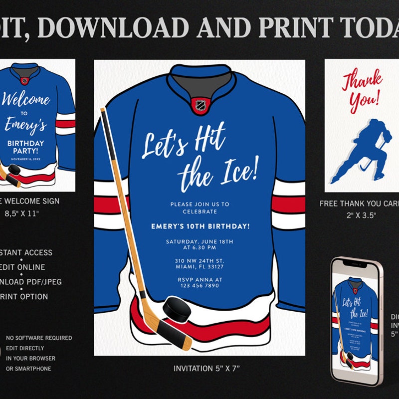 Hockey Invitations - Etsy