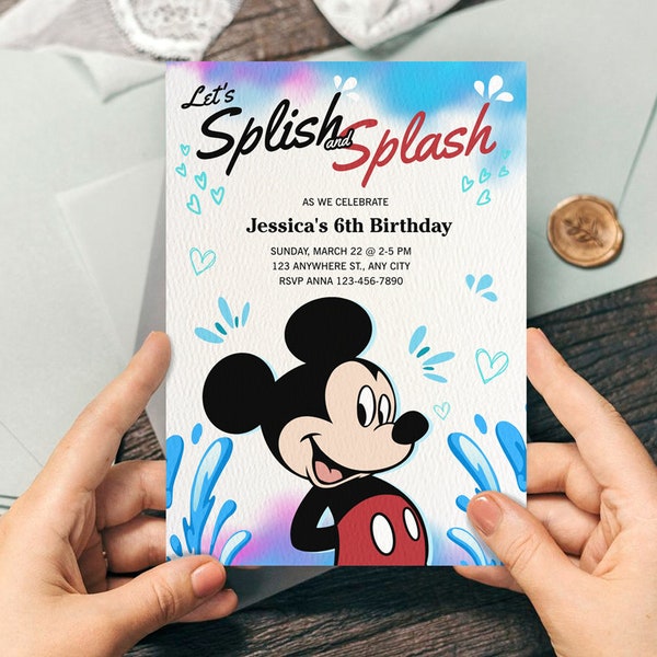 Mickey Mouse Splash Party Invitations - Etsy