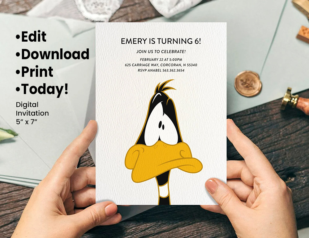 Invitación de cumpleaños del Pato Lucas - Etsy México